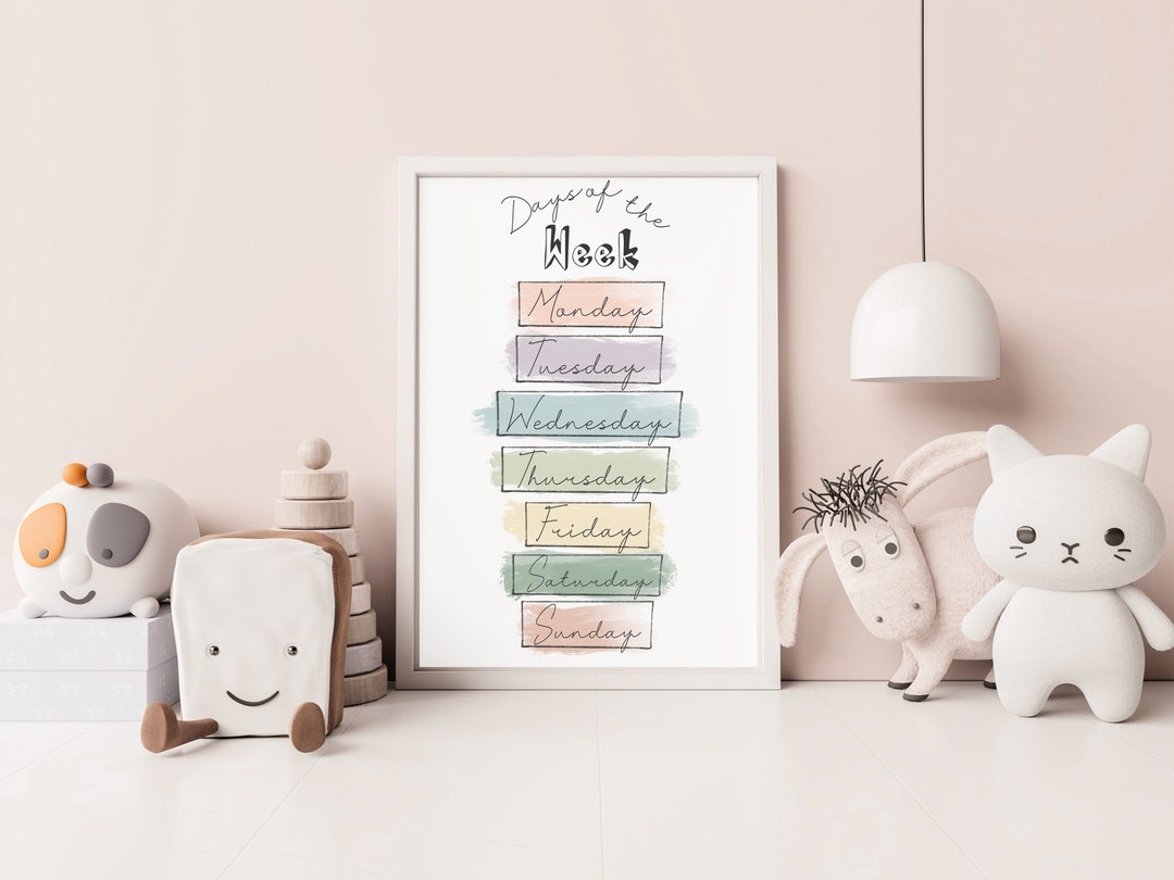 Days of the Week Print DIGITAL DOWNLOAD Kids Educational Print ...