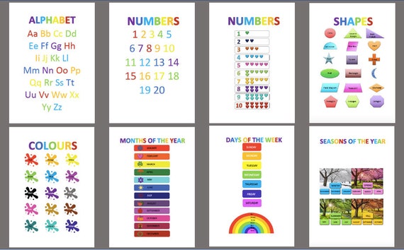 Educational Learning Posters Bundle 2: Alphabet Shapes Colours - Etsy