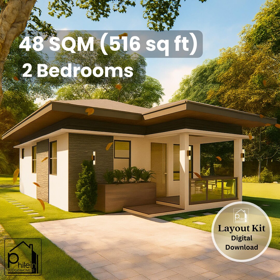 Modern 516 Sq Ft House Plan – 2 Bedrooms With Porch – Floor Plan ...