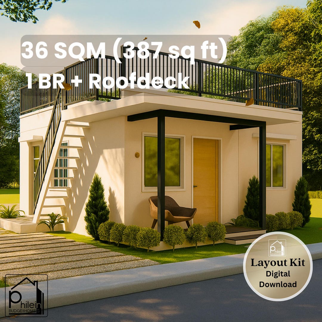 Small House Plan: 30 Square Meters, 1 Bedroom With Roof Deck - Digital ...