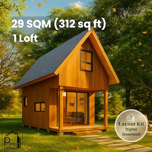 29 Sqm Tiny House Plan With 2-bed Loft - Elevations & Section - Instant ...
