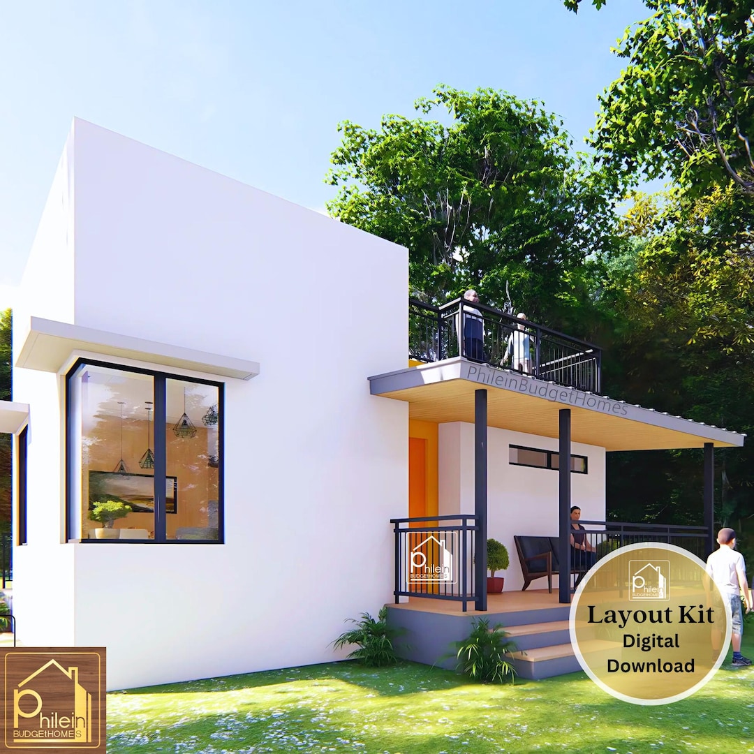 Simple House Plan With 2 Bedrooms and Roof Deck 45 Sqm | Basic Floor Plan | 4 Elevations 2 ...