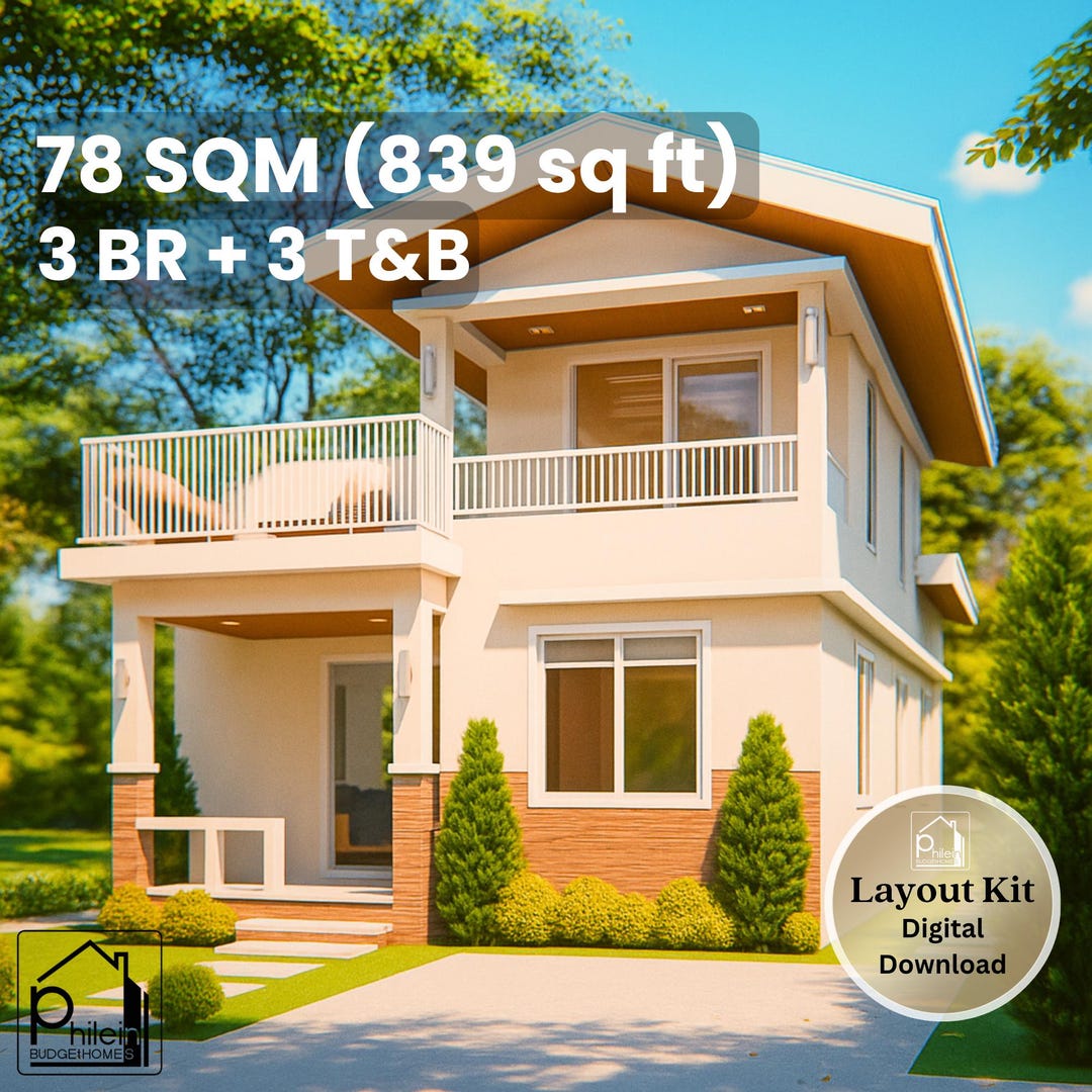 Buy 78 Sqm Small House With 3 Bedrooms | Floor Plan + Elevation ...