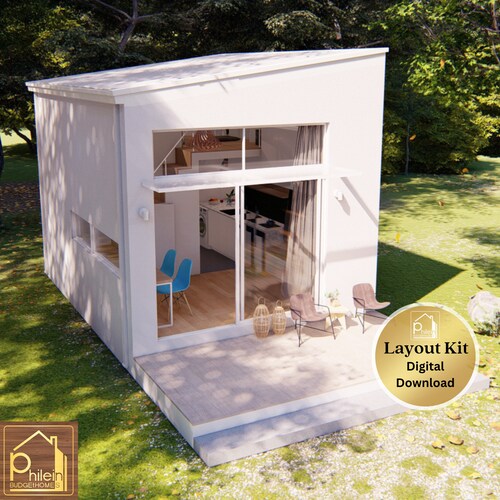 26 Sqm Tiny House Plan with Porch and Loft Basic Floor - Etsy UK