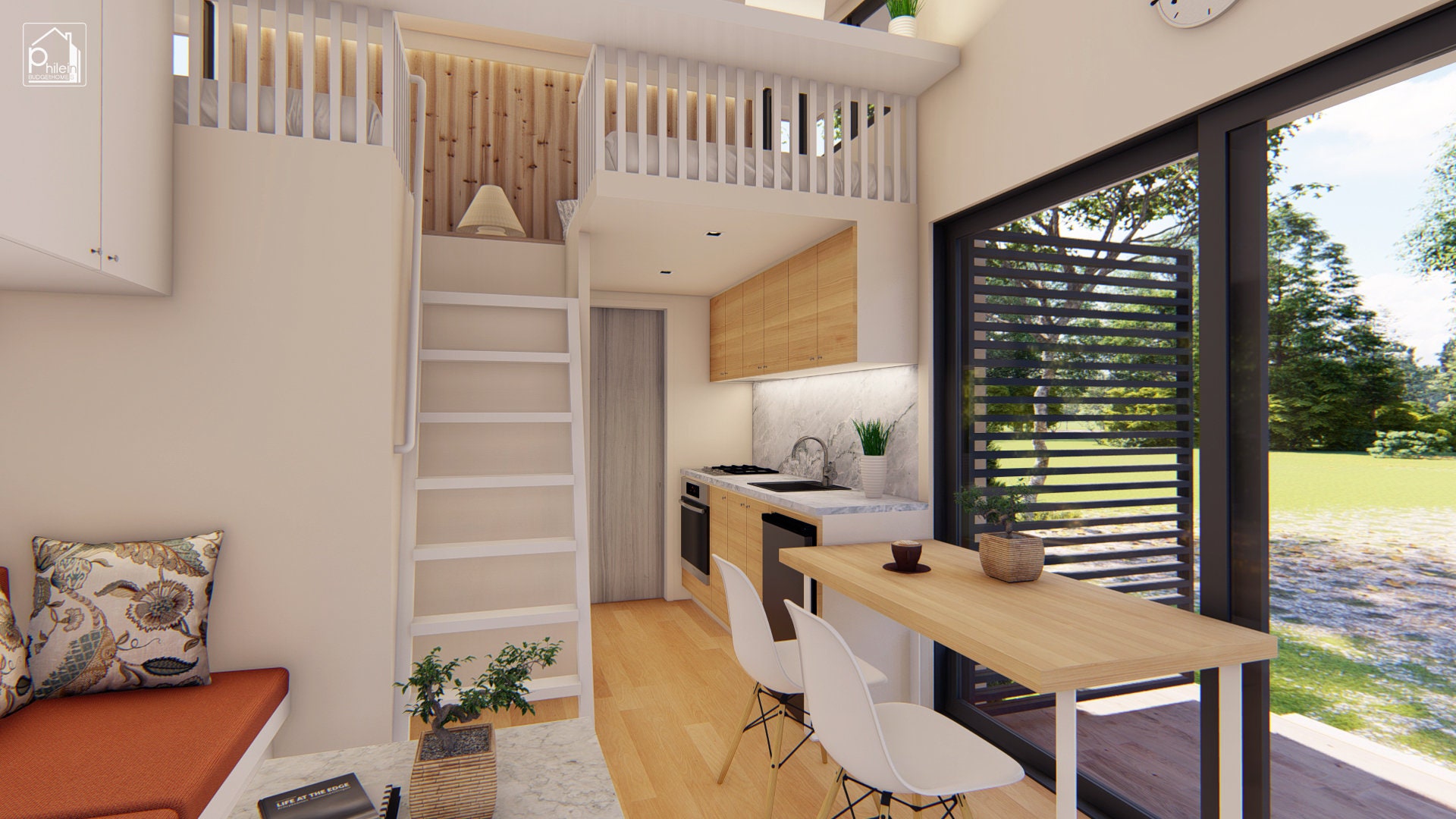 Modernes Tiny House Plan mit Loft Schlafzimmer 2 Betten 25 m² ...