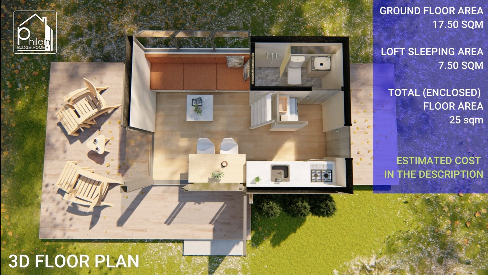 Modern Tiny House Plan with Loft Bedroom 25 Sqm. Layout - Etsy