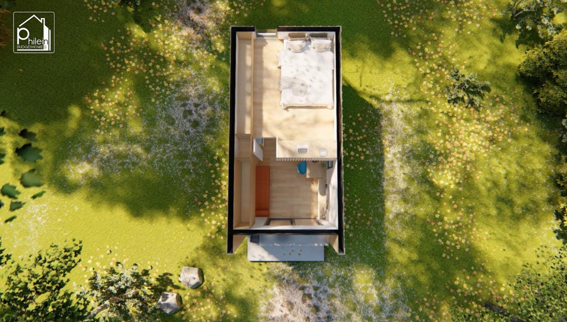 Tiny House Plan With Loft: 323 Sq Feet Floor Plan Elevations & Sections ...