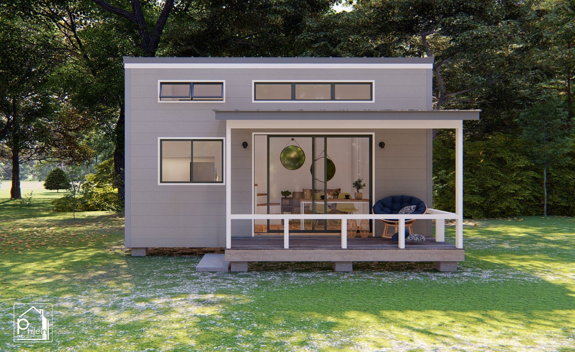 26 Sqm Tiny House Plan with Porch and Loft Floor Plan - Etsy UK