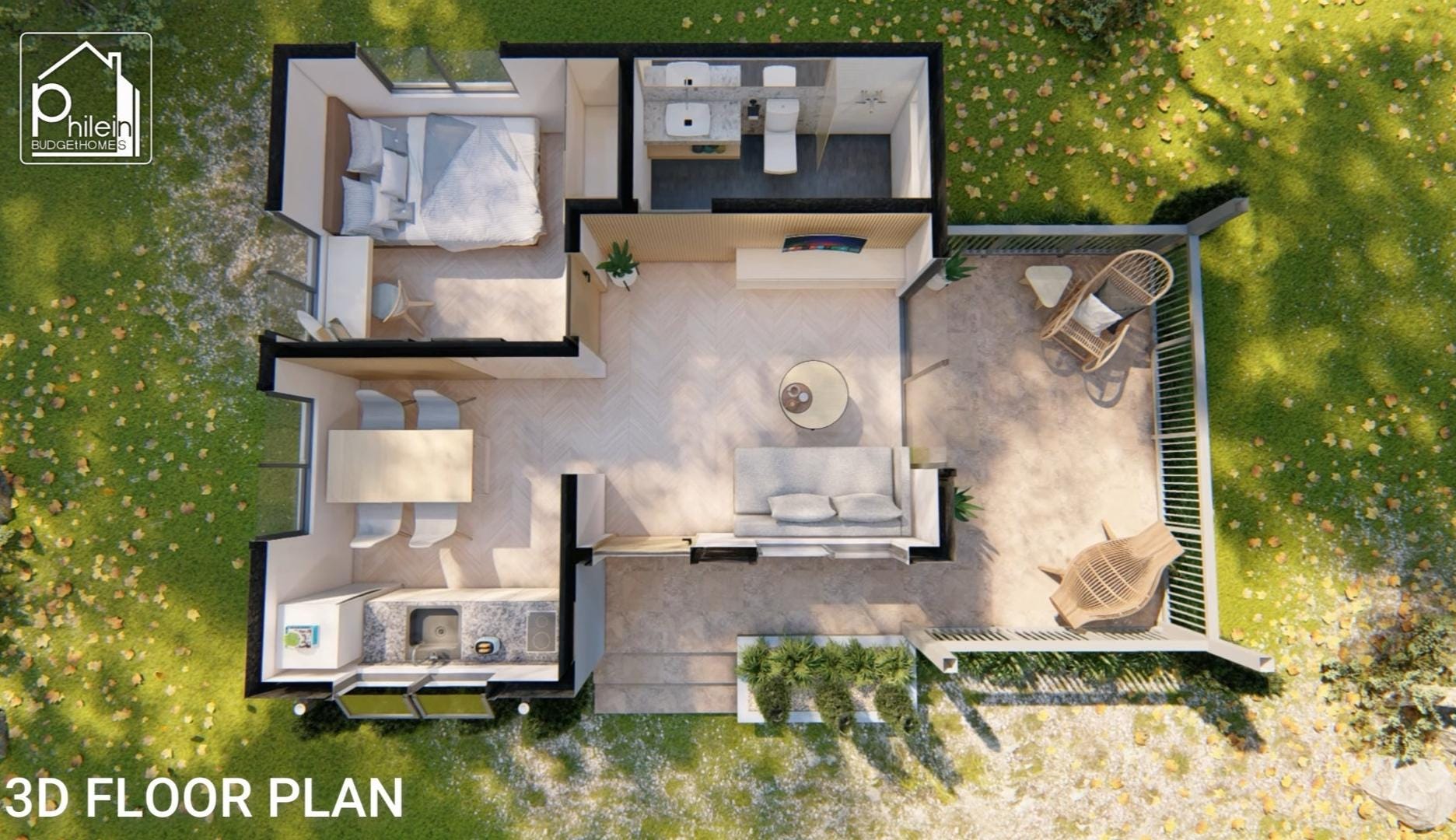 36 Sqm Simple House Plan - 1 Bedroom With Porch - Floor Plan ...