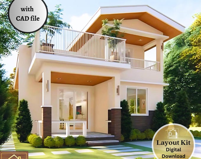 6x7 Meters Small House FLOORPLAN 3 Bedrooms House Plan Modern Small ...