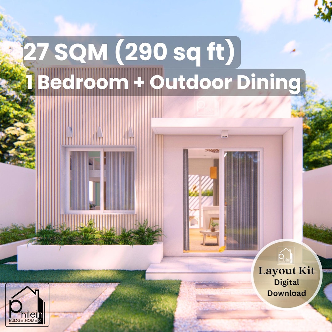 18' X 17' Modern House Plan - 290 Sq Ft 1 Bedroom With Outdoor Dining ...