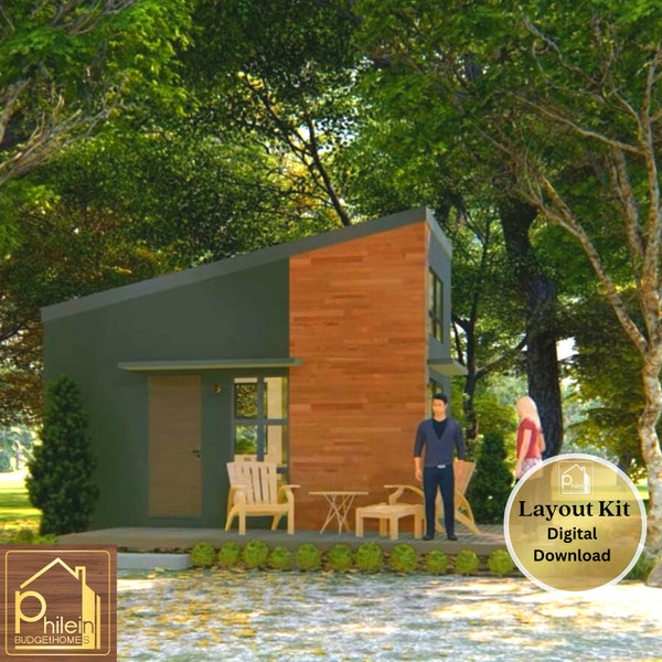 10'x20' Modern Garden Shed Plans With Porch, Small Garden Studio House Construction Drawings ...