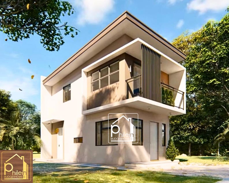 Elegant Urban House Design 60sqm With 3 Bedroom Basic Floor Plan 4 Elevations 2 Sections Digital ...