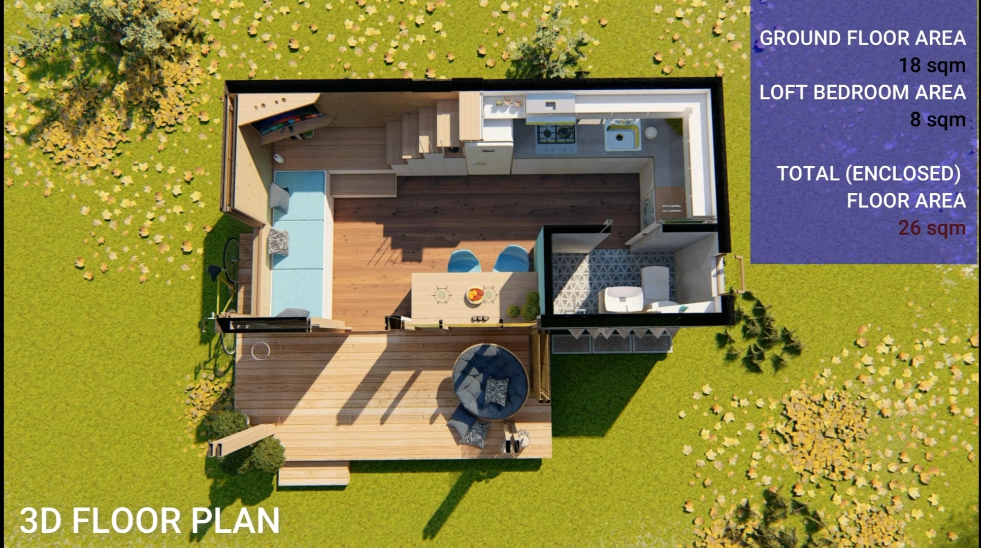 26 Sqm. Tiny House Plan with Loft Bedroom & Porch Basic - Etsy Australia