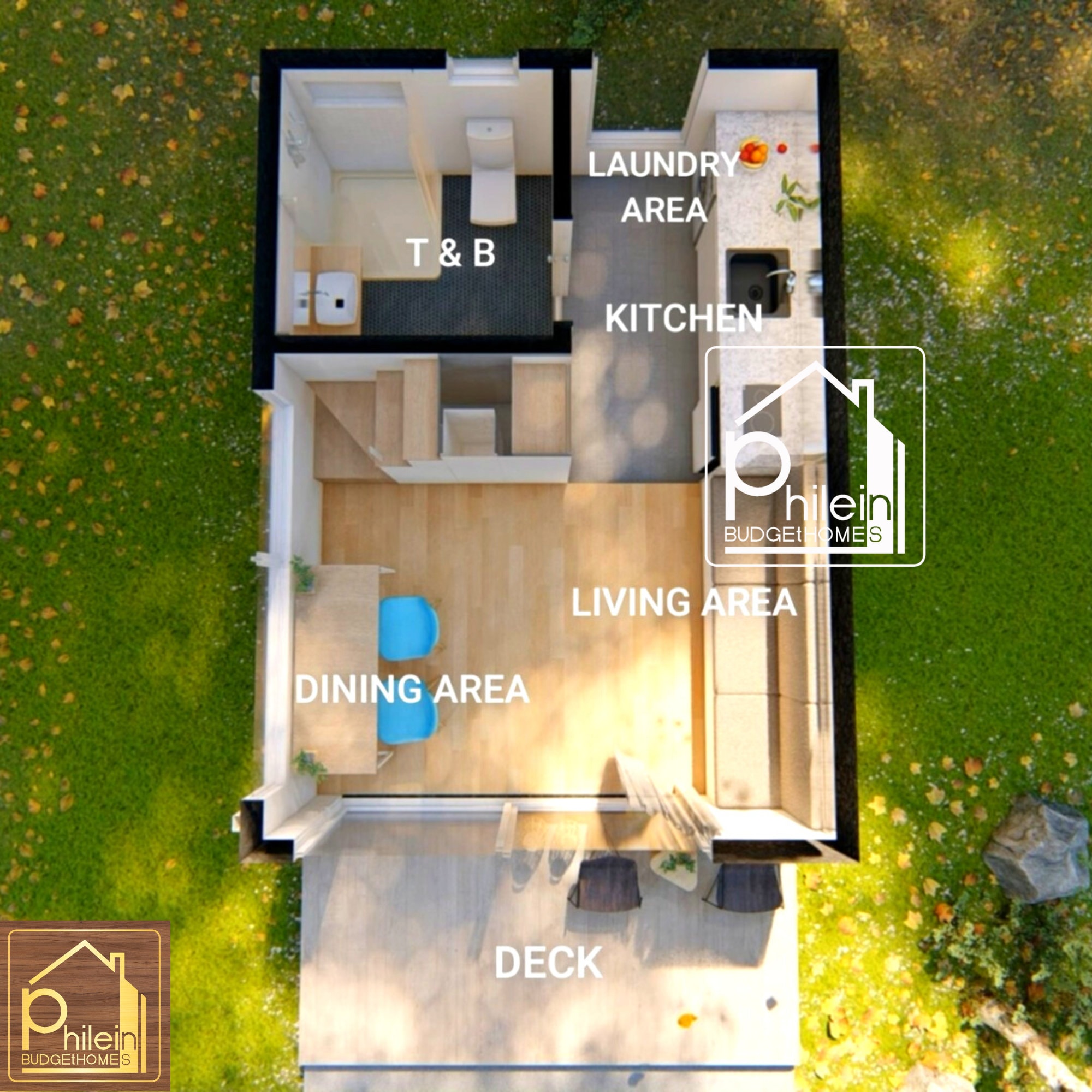 Tiny House Plan With Deck and Loft 344 Sq.ft. Layout Kit - Etsy