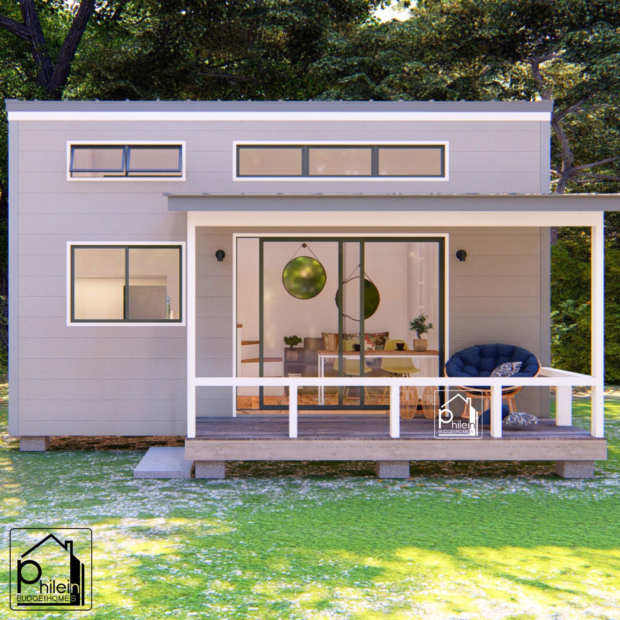 26 Sqm Tiny House Plan With Loft - Floor Plan & Elevations - Instant ...