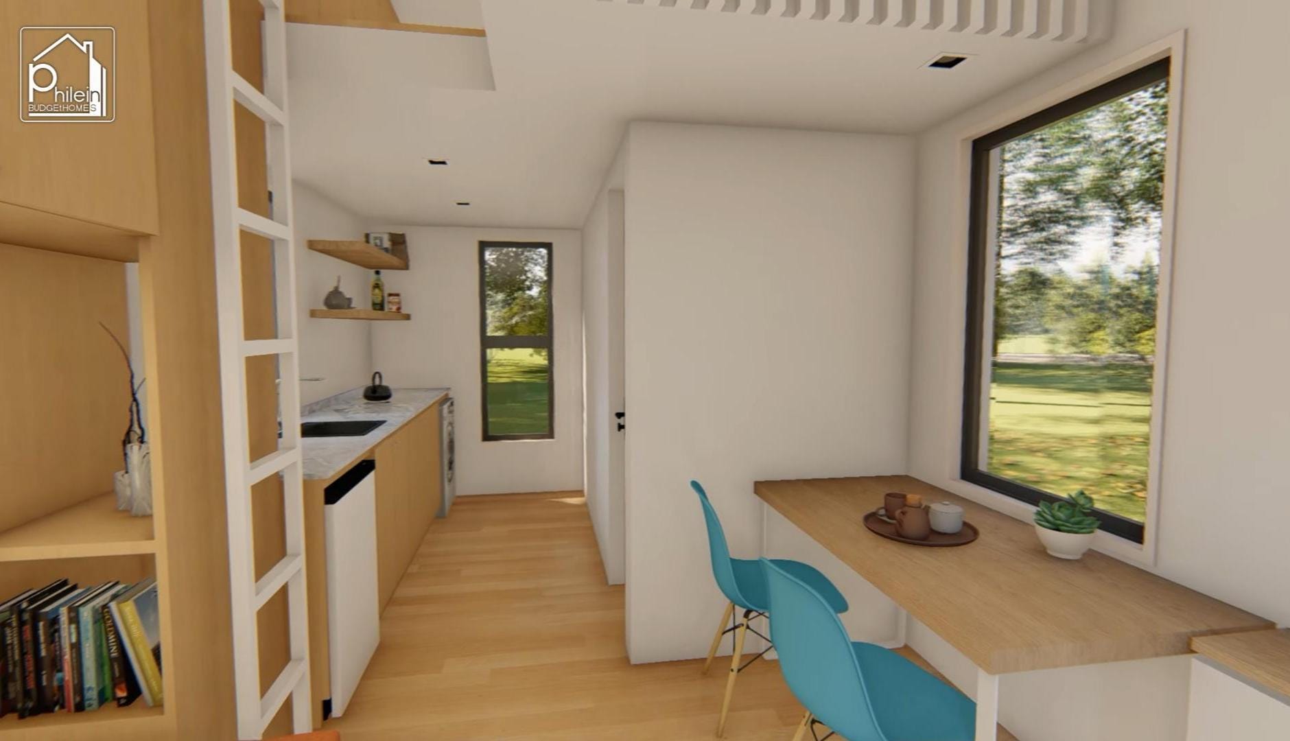 Narrow Tiny House Plan 323 Square Feet With Loft Bedroom | Basic Floor ...