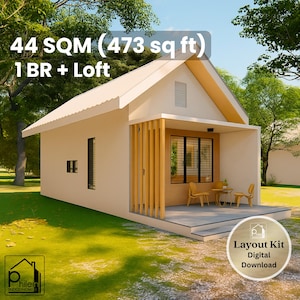 44 Sq Meter Modern 1-bedroom House Plan With Loft (PDF Floor Plan) - Etsy