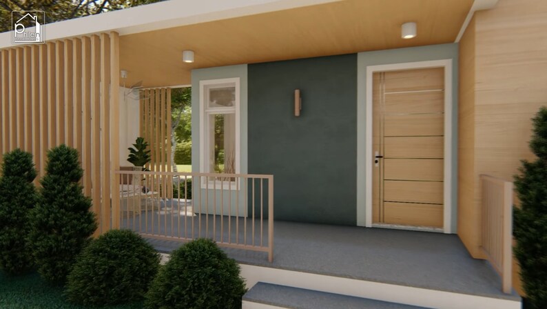 Spacious Bungalow House Design with 2 Bedrooms Service Area - Etsy