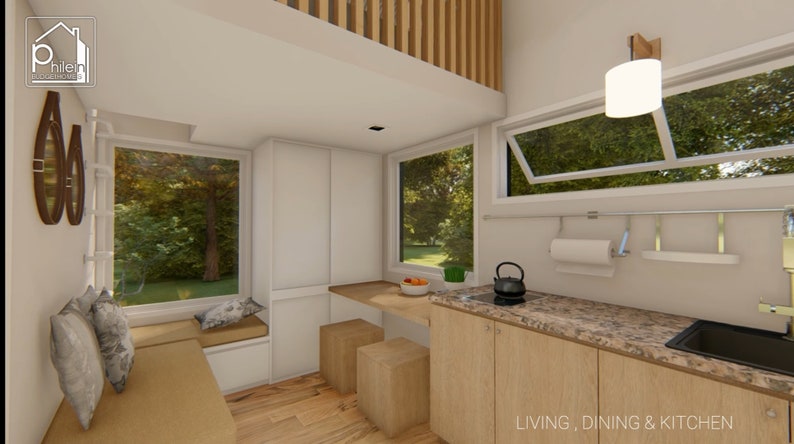 25sqm. Tiny House Plan with Double Loft & Porch Layout Kit - Etsy Canada