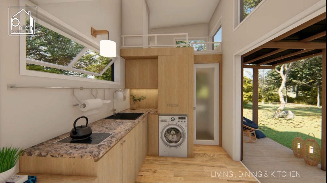 25sqm. Tiny House Plan with Double Loft & Porch Layout Kit - Etsy Canada