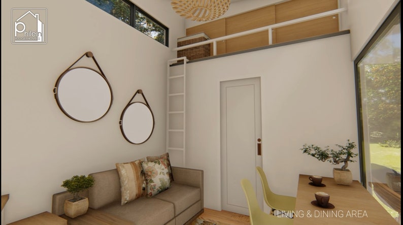 26 Sqm Tiny House Plan with Porch and Loft Basic Floor - Etsy UK