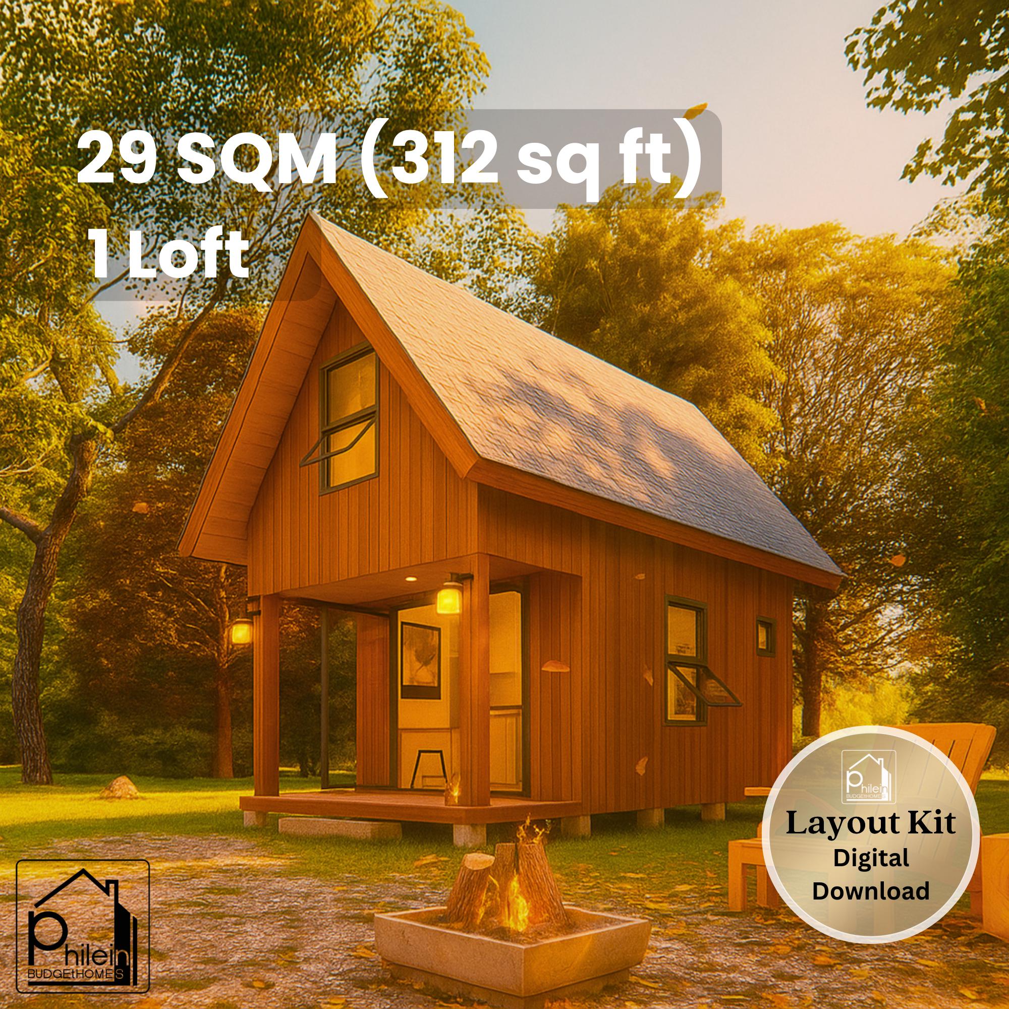 Tiny House Plan: 312 Sq Feet, 2-bed Attic, Elevations & Sections ...