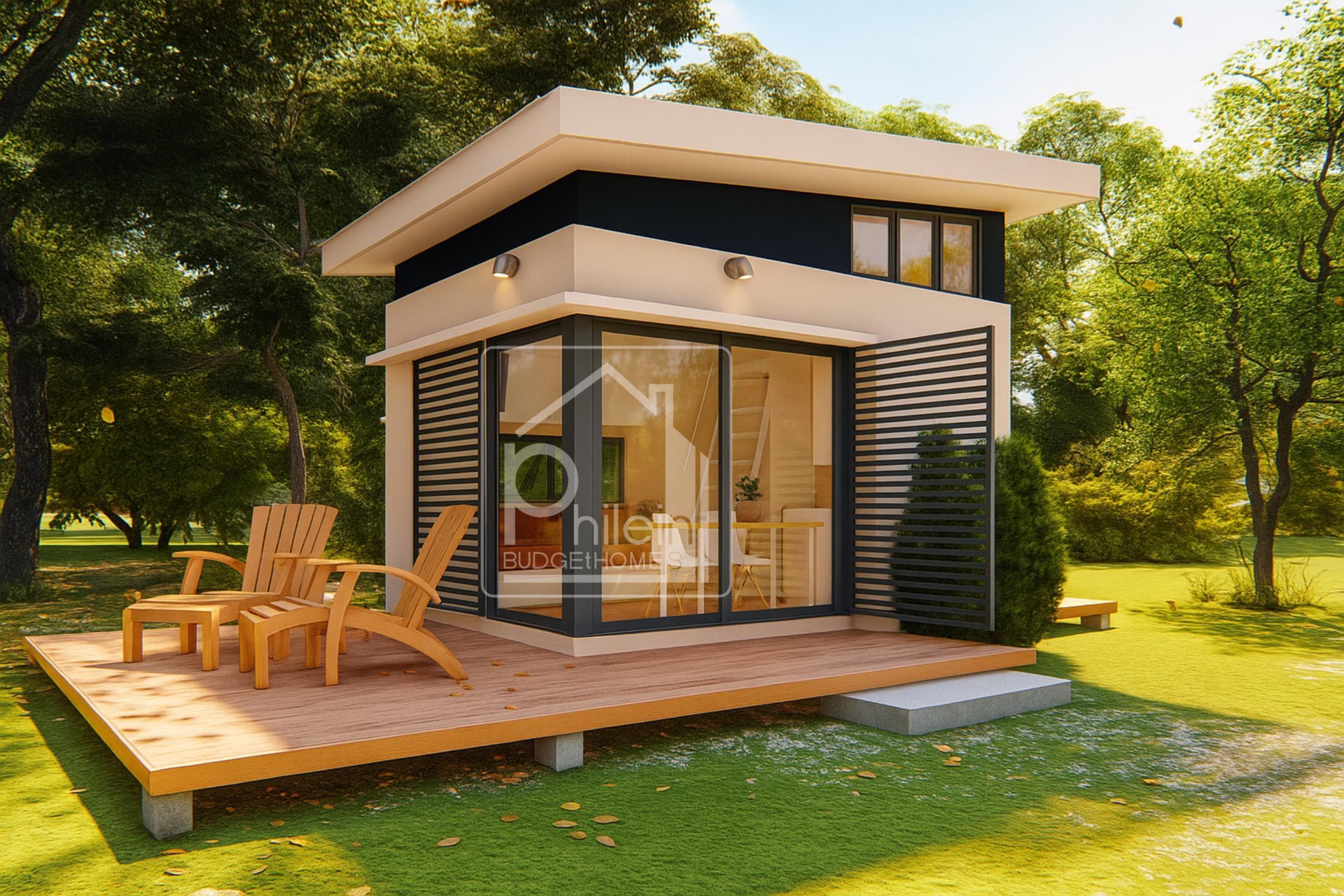 Modern Tiny House Plan – 2 Beds Loft With Open Deck – 269 Sq Ft Floor ...
