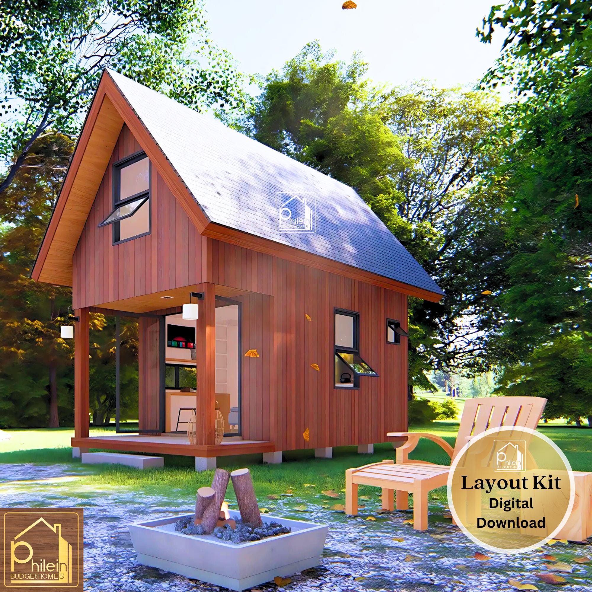Tiny House Plan: 312 Sq Feet, 2-bed Attic, Elevations & Sections ...