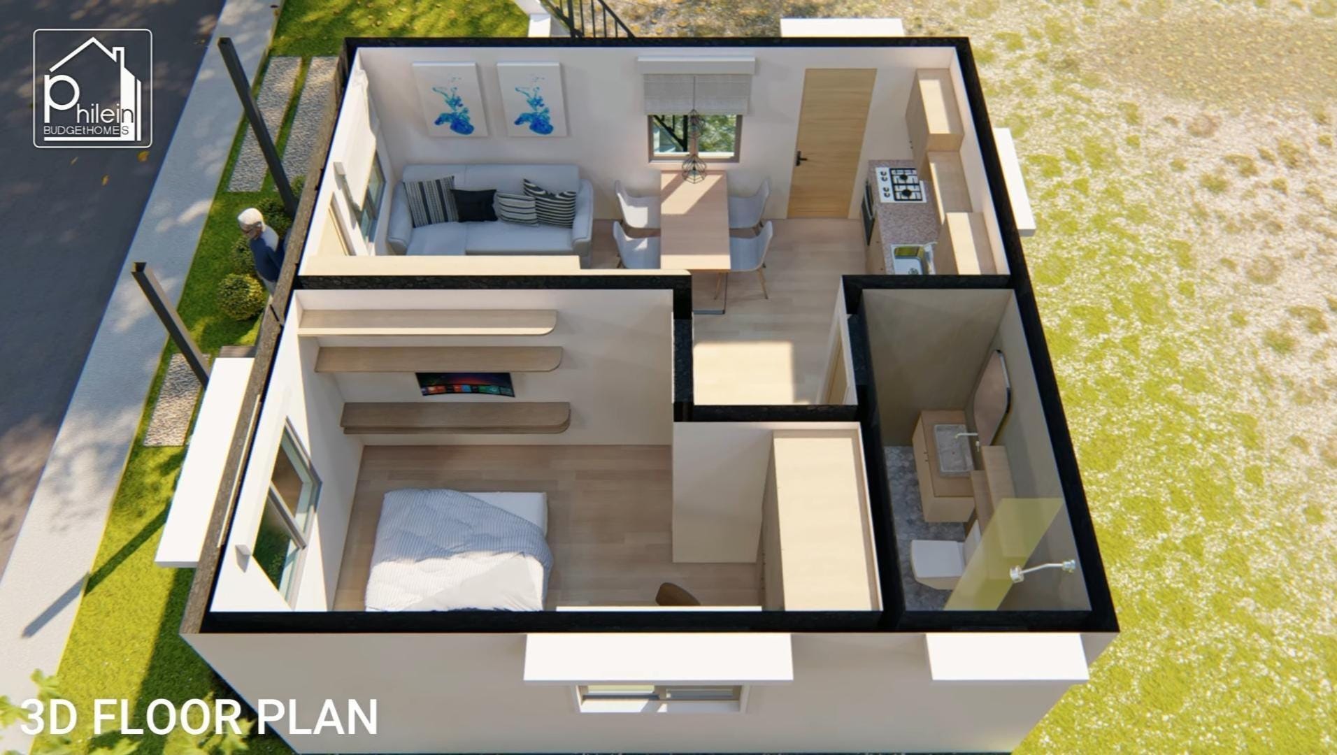 Small House Plan: 30 Square Meter, 1 Bedroom With Roof Deck (digital ...