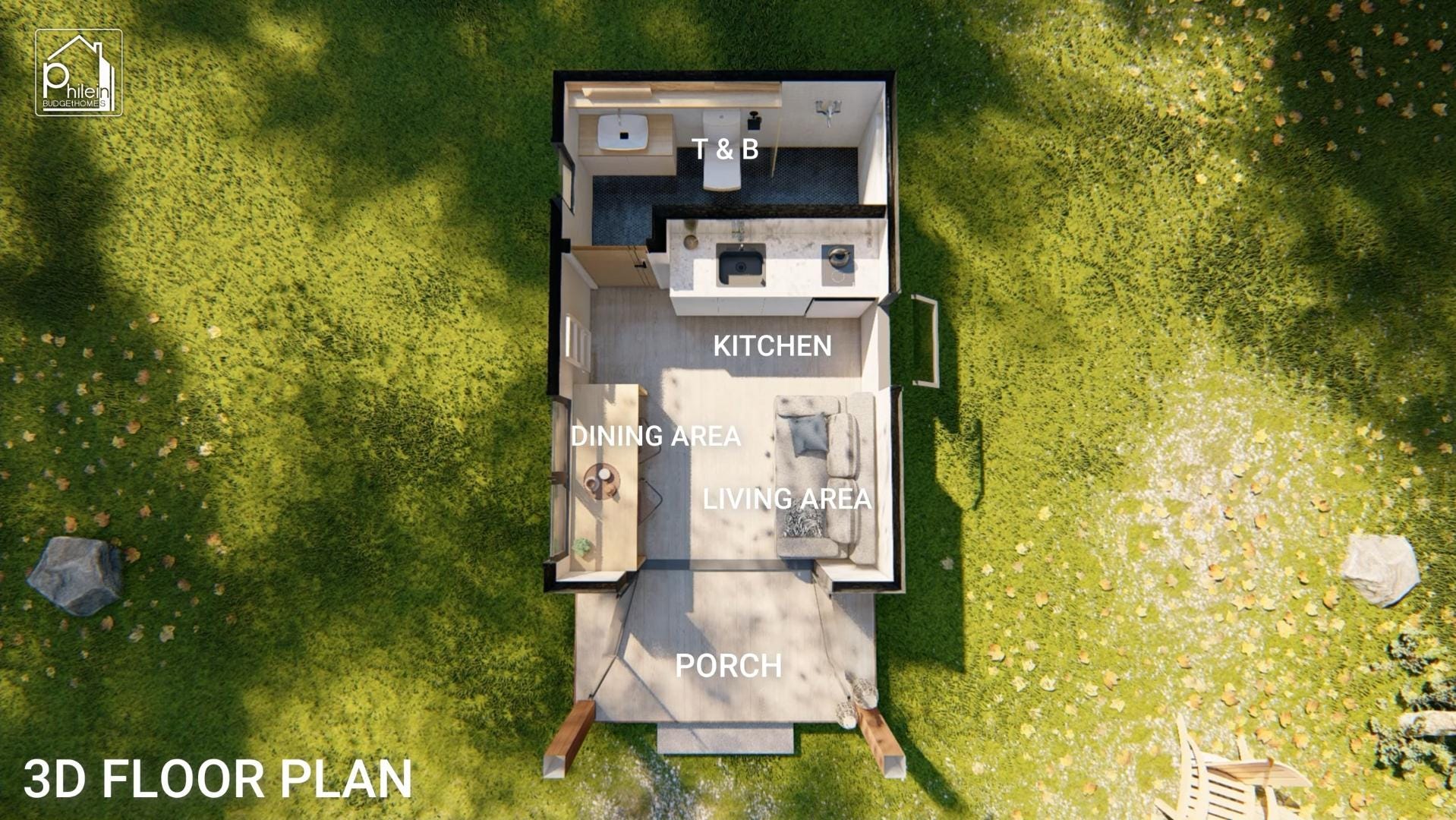 Tiny House Plan: 312 Sq Feet, 2-bed Attic, Elevations & Sections ...