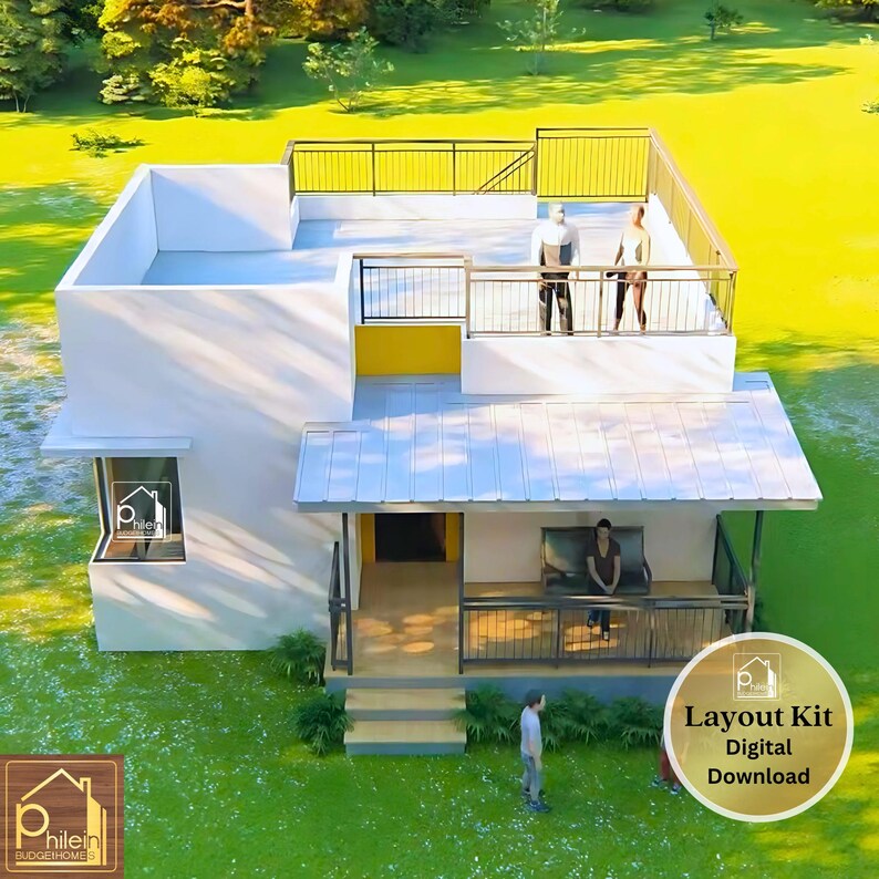 45 Sqm Small House Design - 2 Bedrooms Floor Plan & Elevations ...