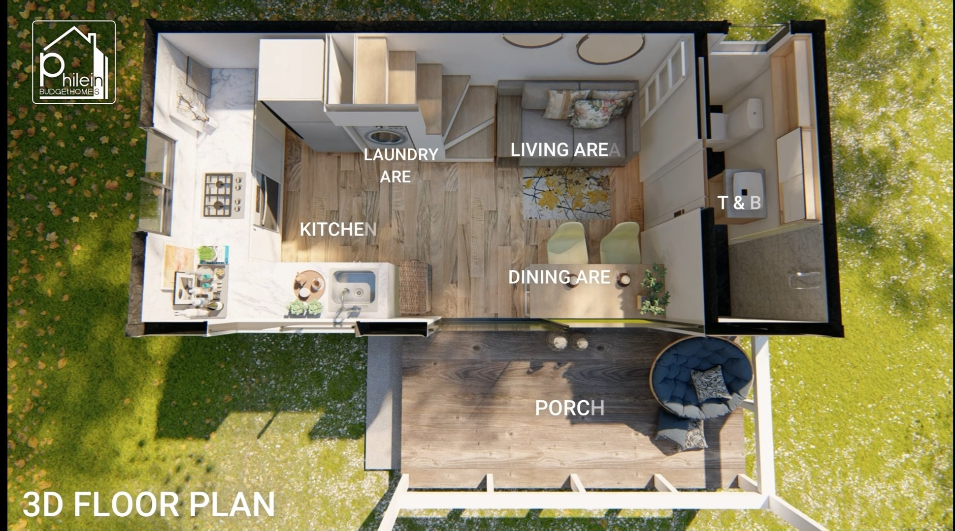 26 Sqm Tiny House Plan with Porch and Loft Basic Floor - Etsy UK