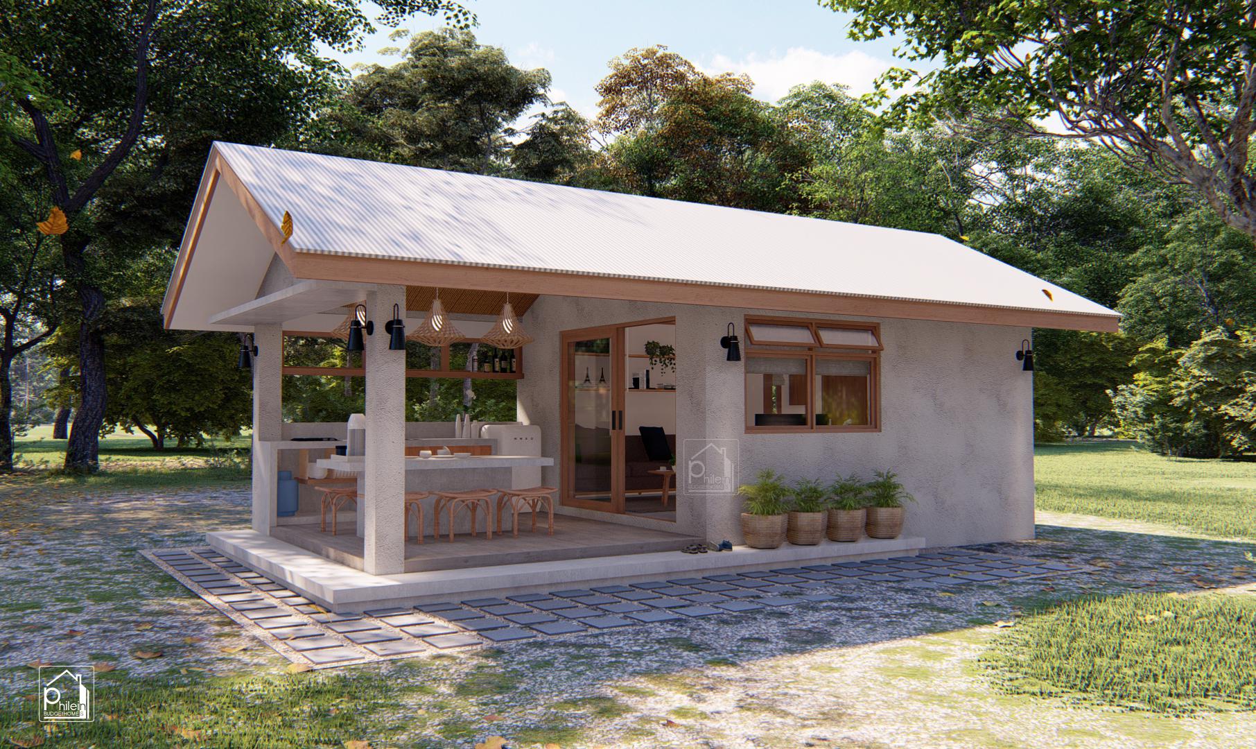 Small Farmhouse Full Plan 33 Sqm With 1 Bedroom, Outdoor Kitchen ...