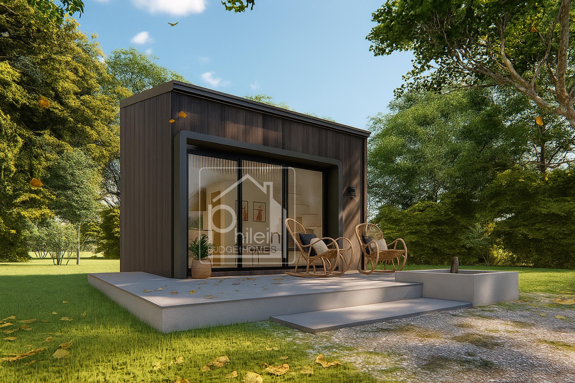 30 Square Meter Cabin Plan With Loft: Floor Plan, Elevations & Sections ...