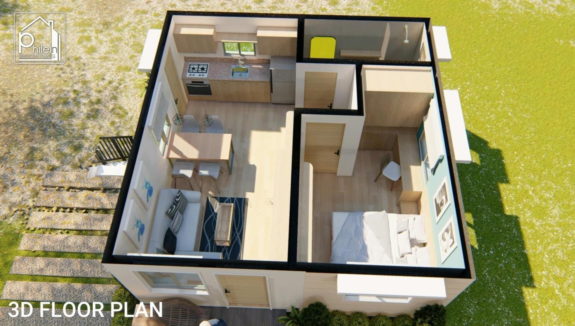 Small House Plan: 30 Square Meters, 1 Bedroom With Roof Deck - Digital ...