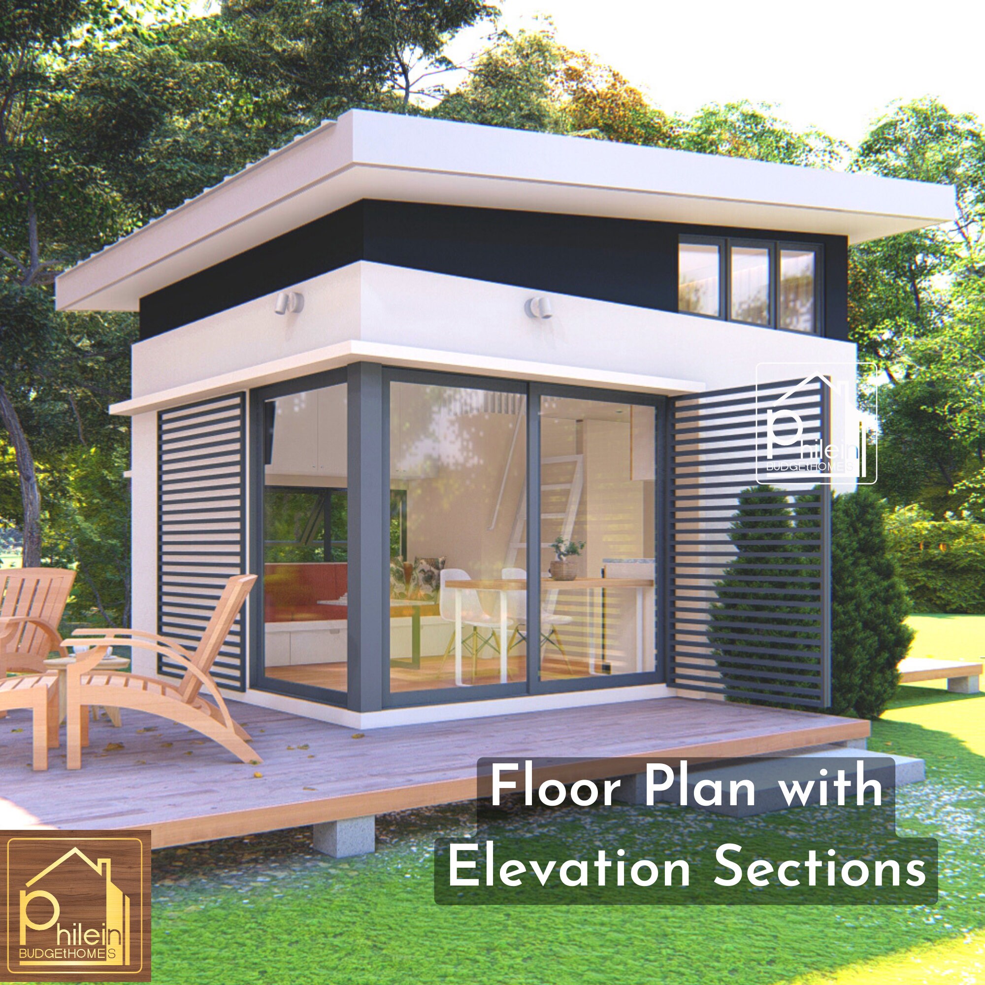 Modern Tiny House Plan With Loft Bedroom 2 Beds 25 Sqm. - Etsy Australia