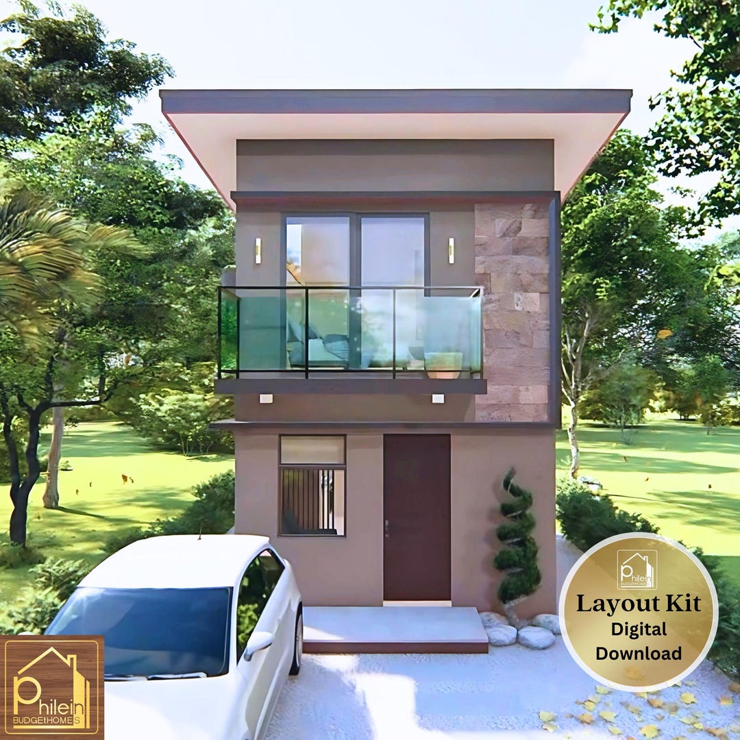 Small House Design: 44 Sq Meter, 2 Bedroom Floor Plan (instant Download ...