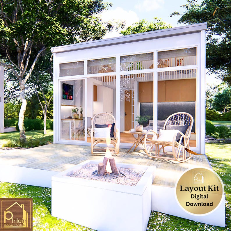 28 Sqm Cabin House Plan With Loft | Open-concept Tiny Home Design | Modern Cabin House | PDF ...