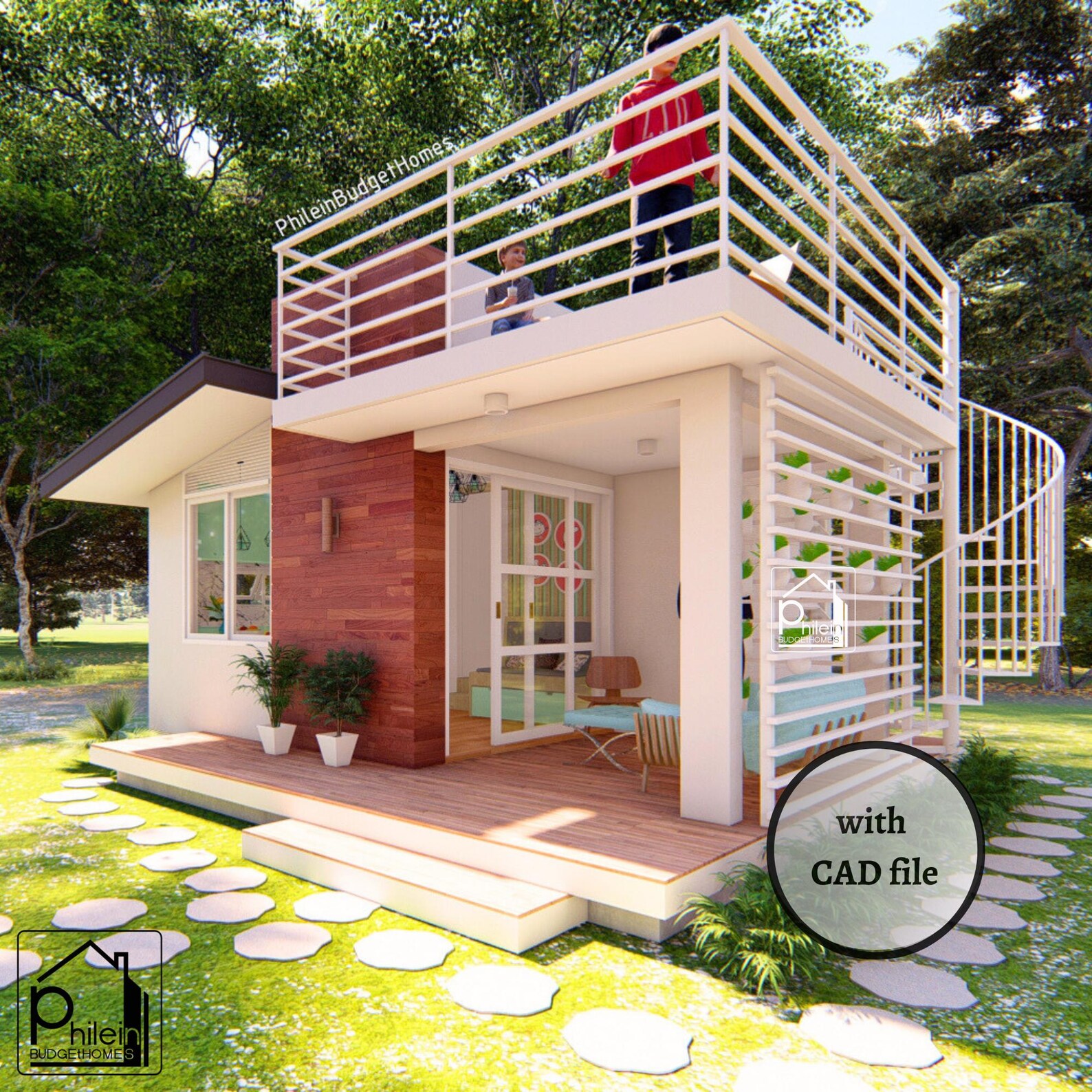 Bungalow House Plan: 20 Sq Meter, 1 Bedroom With Roof Deck (CAD File ...