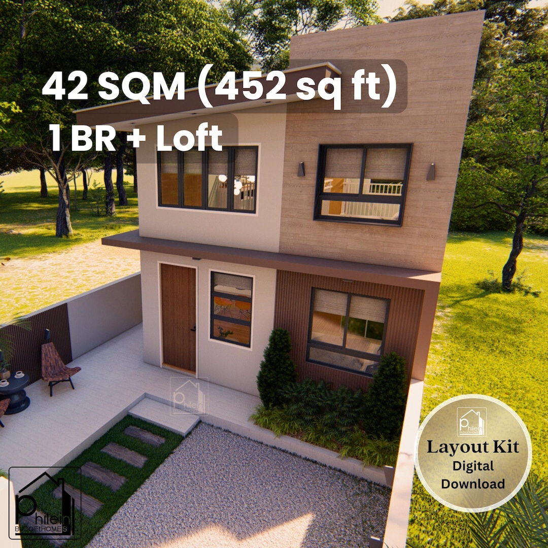 42 Sqm Small House Plan With 2 Bedroom - Floor Plan and Elevations ...