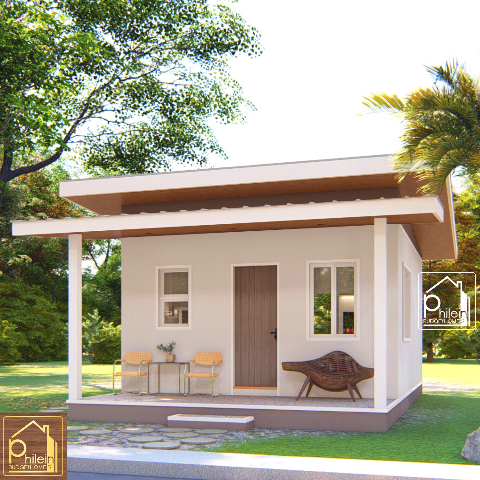 Pleasing Small House Design 323 Sq.ft Basic Floor Plan, With Elevation Sections Digital ...