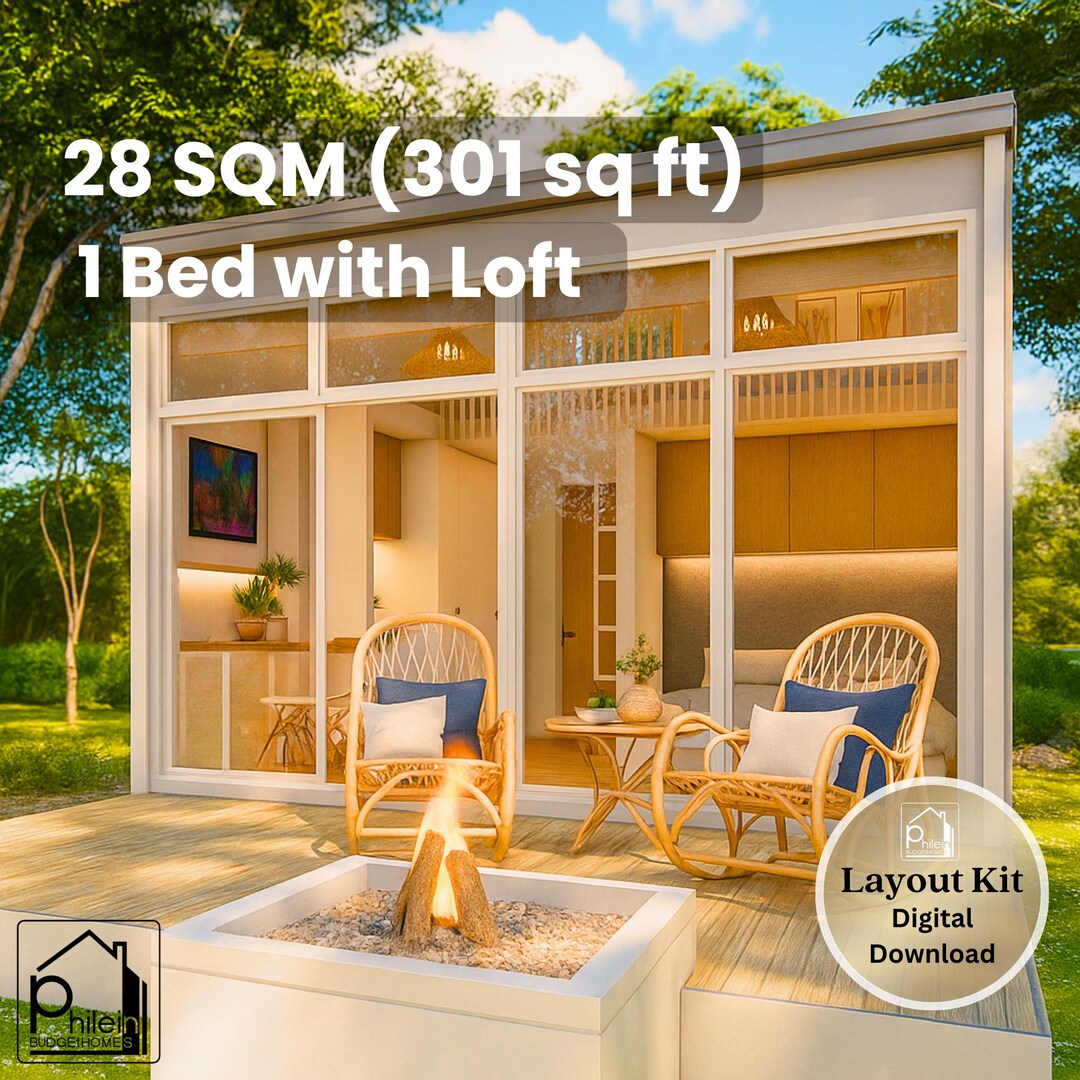 Buy Cabin House Plan With Loft: 28 Sq Meter (instant Download) Online ...
