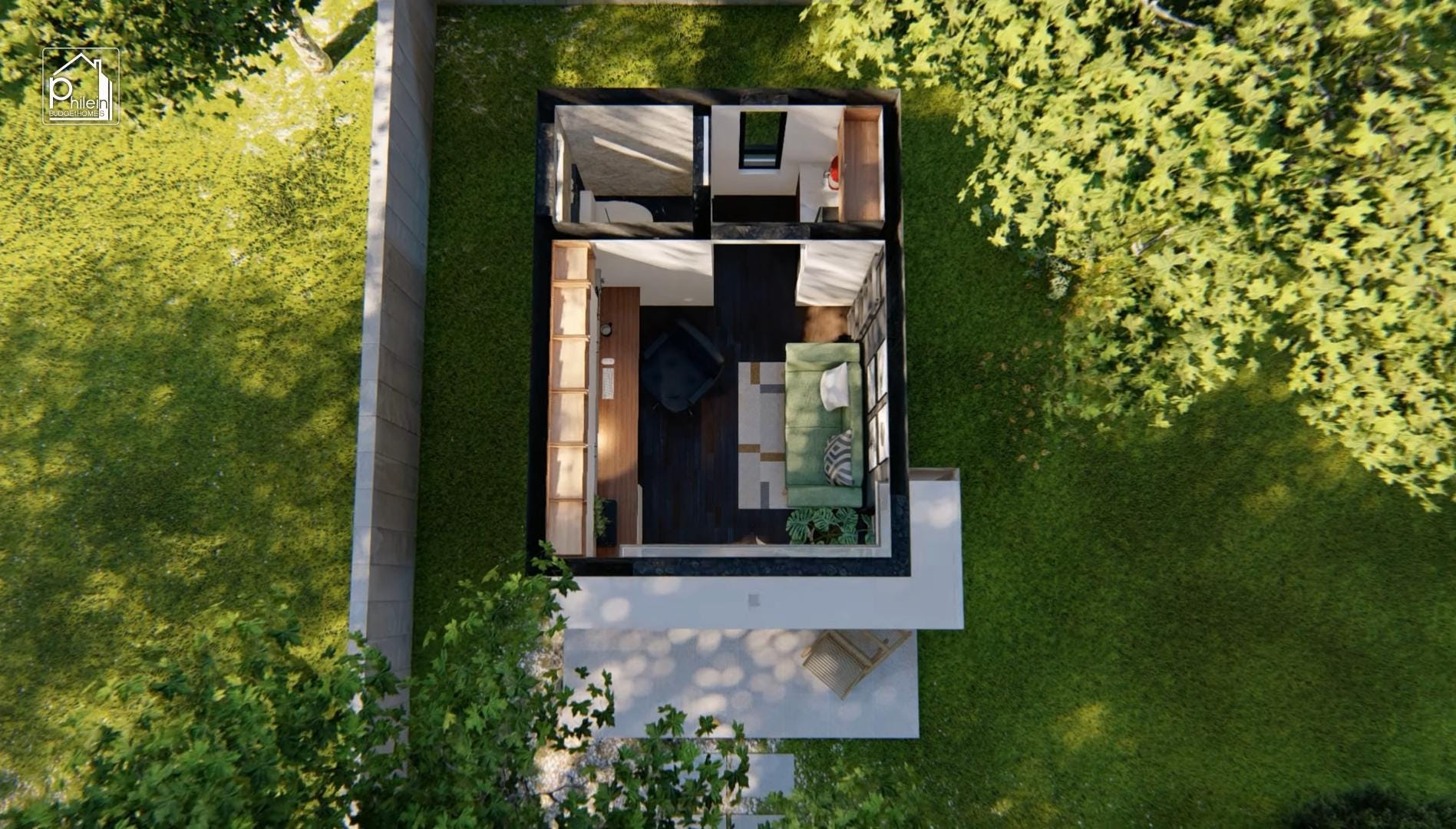 177 Sq Ft Tiny House Plan – Home Office With Loft & Porch – Floor Plan ...