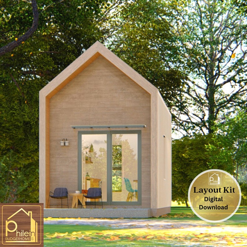 Tiny House Design With Loft Bedroom and Porch Layout Kit - Etsy