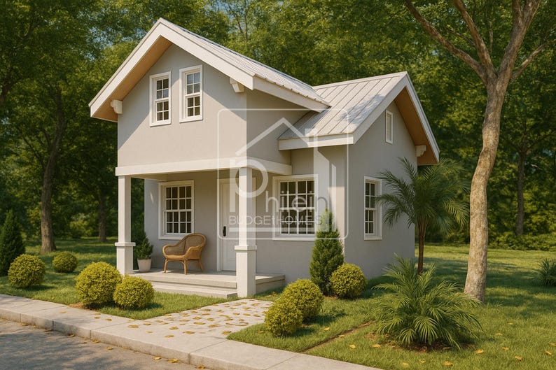 49 Sqm Small House Plan - 1 Bedroom & Loft - Floor Plan and Elevations ...