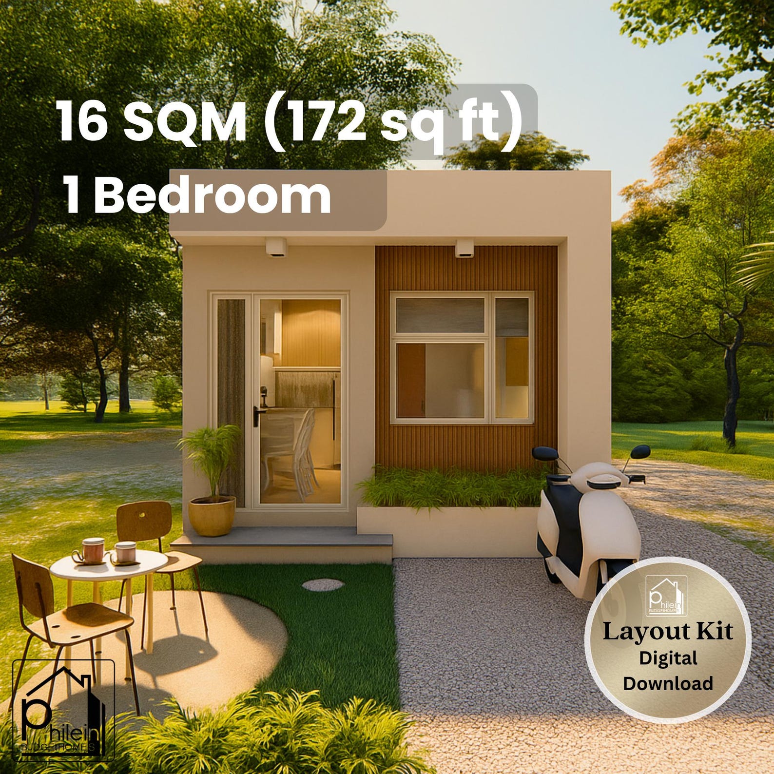 172 Sq Feet Tiny House Plan 1 Bedroom - Floor Plan, Elevations ...