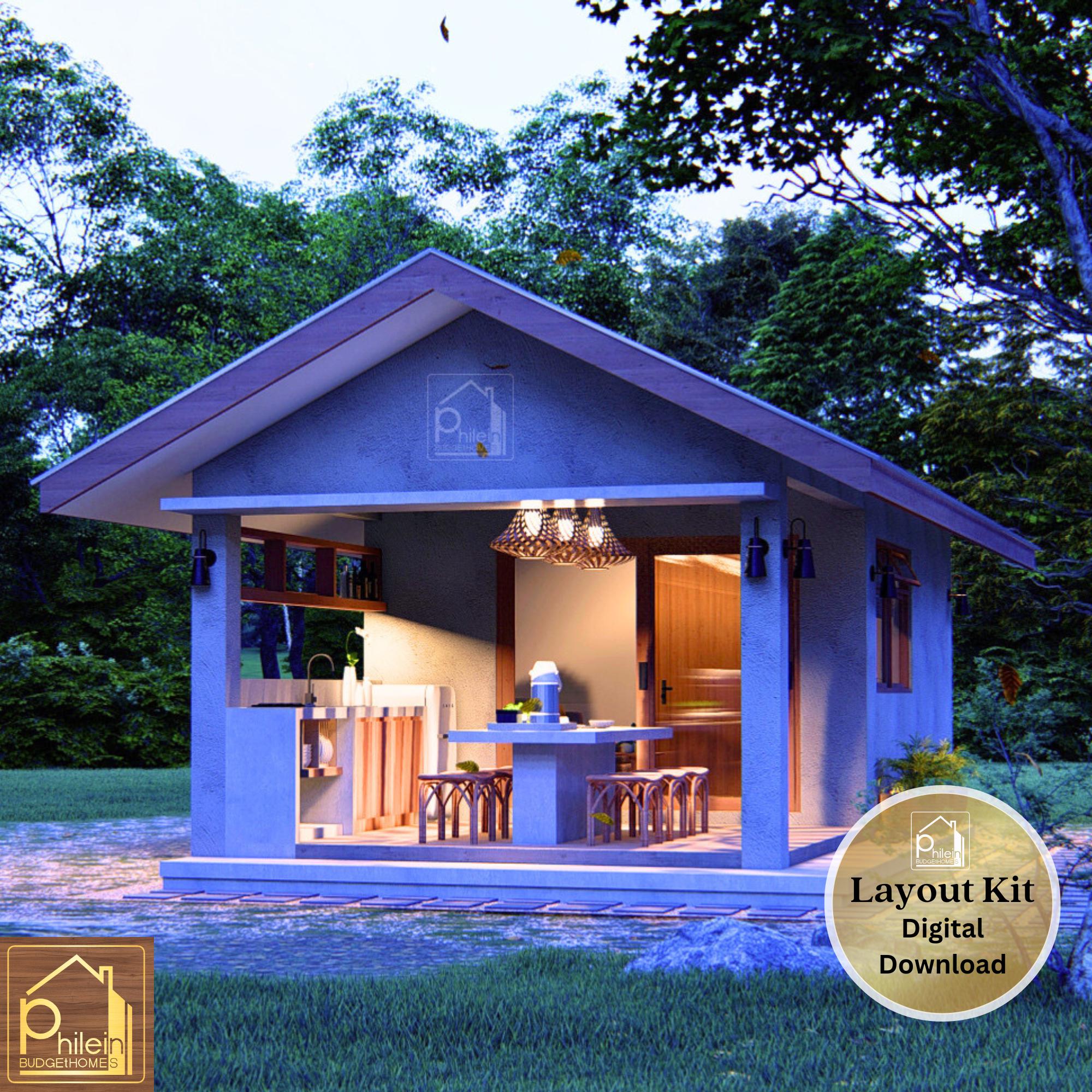 Small Farmhouse Full Plan 33 Sqm With 1 Bedroom, Outdoor Kitchen ...