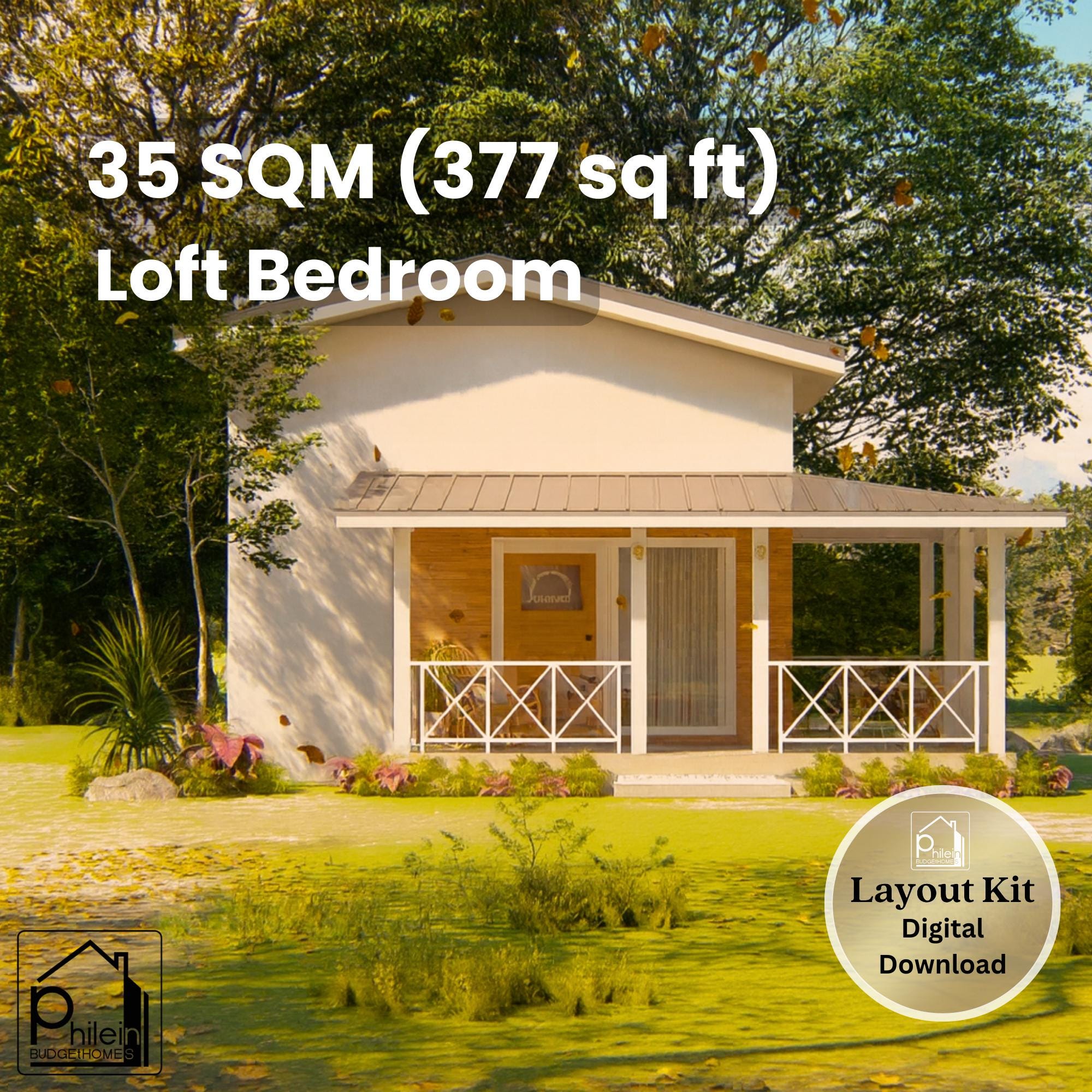 20' X 27' Cottage House Plan - 377 Sq Ft 1 Loft Bedroom Wraparound ...