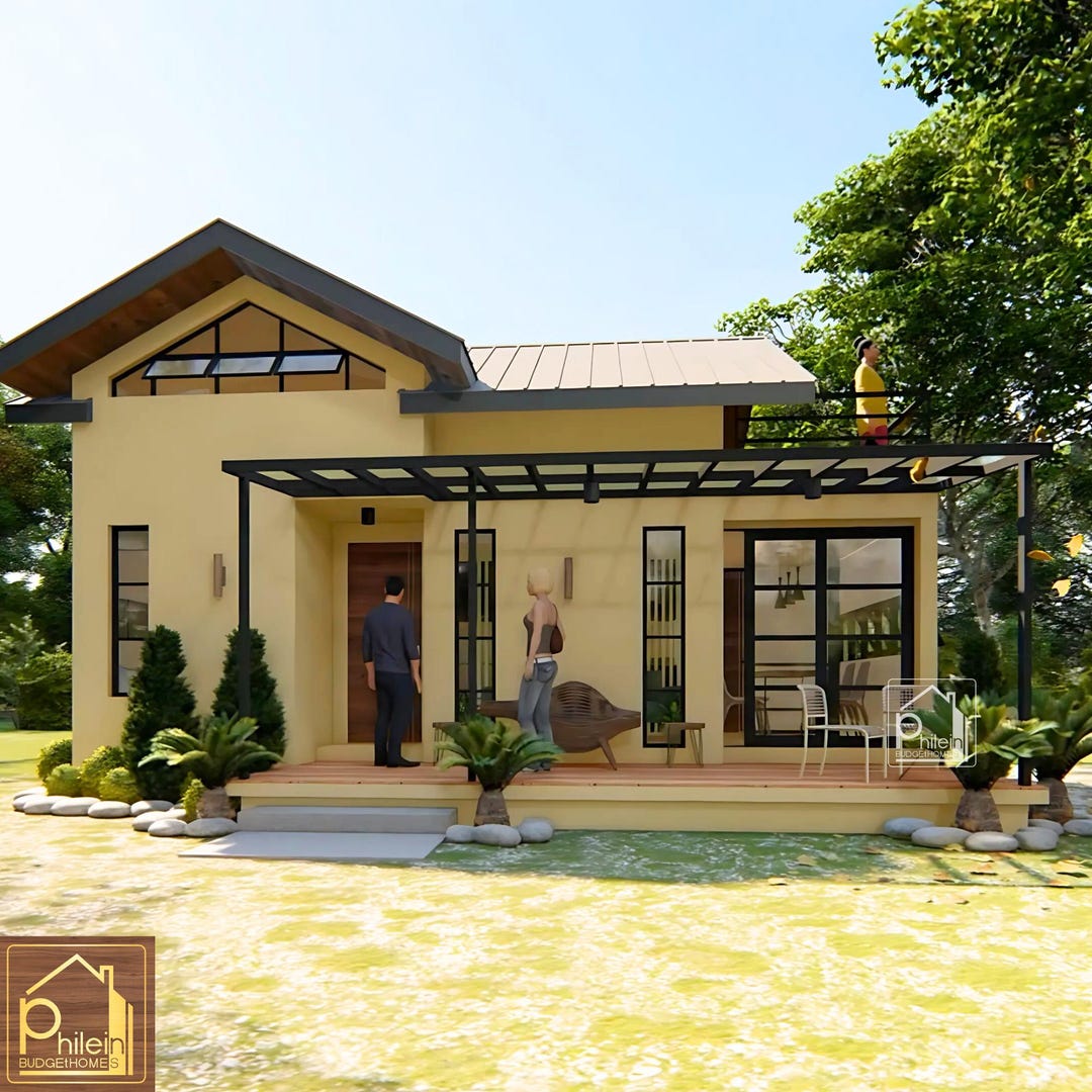 Inviting Small House Plan 53 Sqm With 1 Bedroom, Attic Bedroom, & Porch | PDF Floor Plan ...